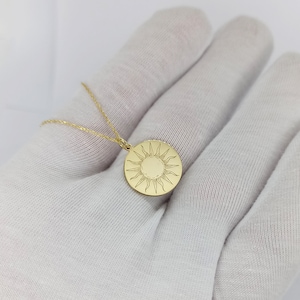 14k Solid Gold Sun Pendant: Custom Sunburst Necklace for Women - Etsy
