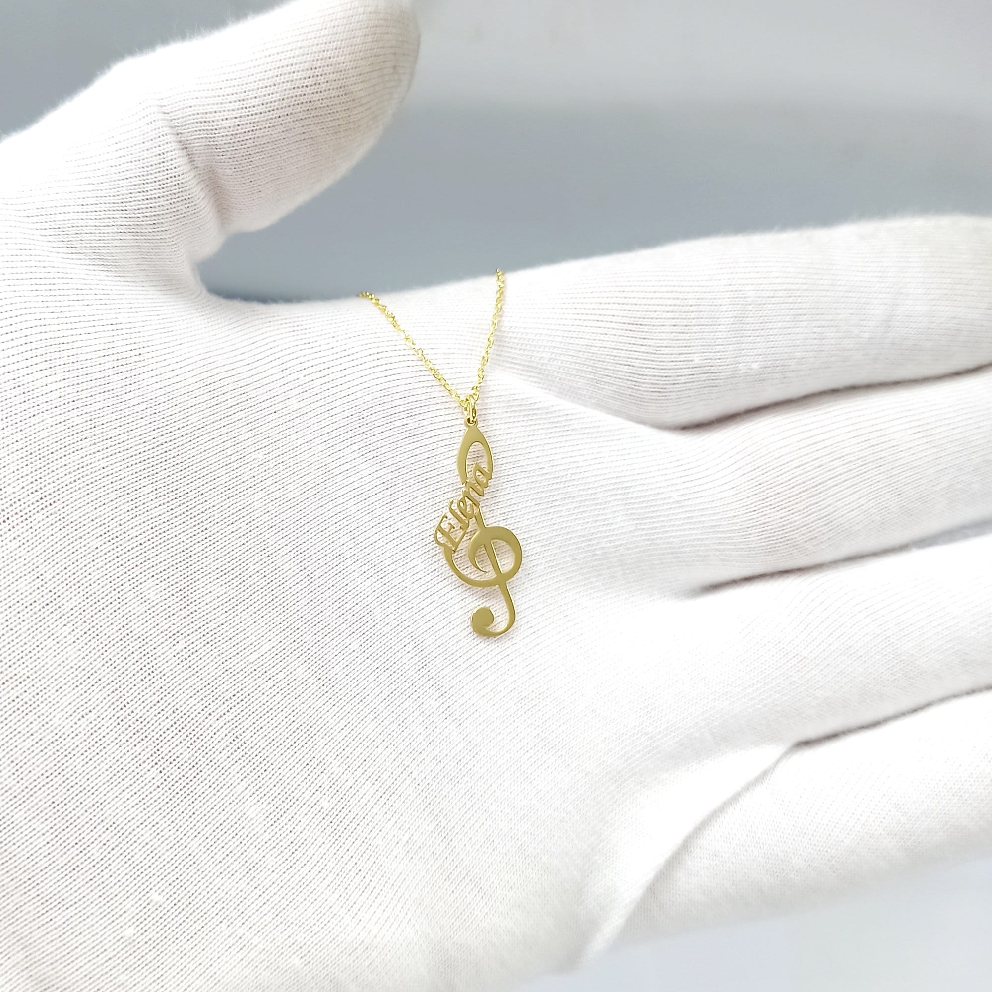 Personalized Treble Clef Necklace Music Note Necklace With - Etsy