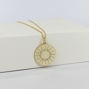 14k Solid Gold Sun Pendant: Custom Sunburst Necklace for Women - Etsy