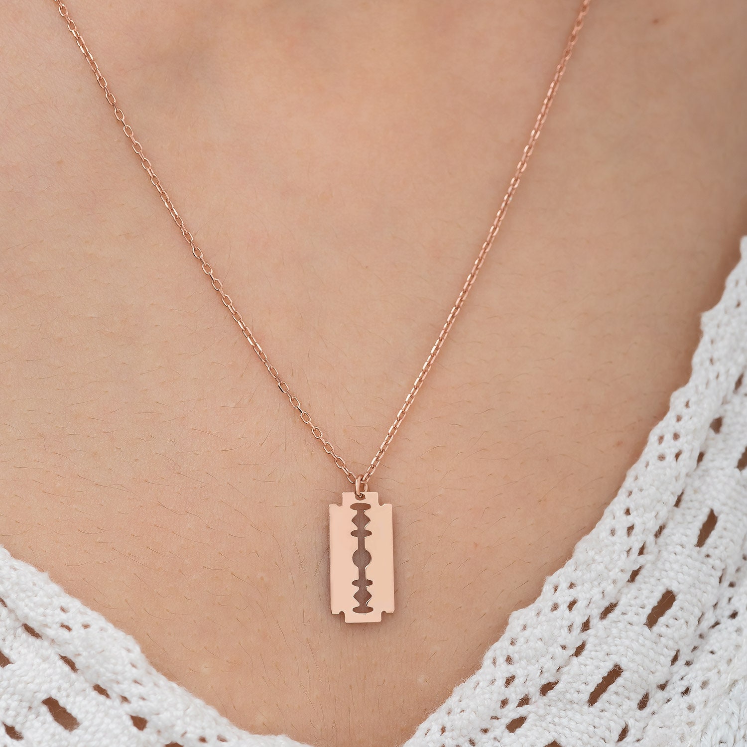 Razor Blade Necklace Gold Razor Blade Pendant Silver Razor - Etsy