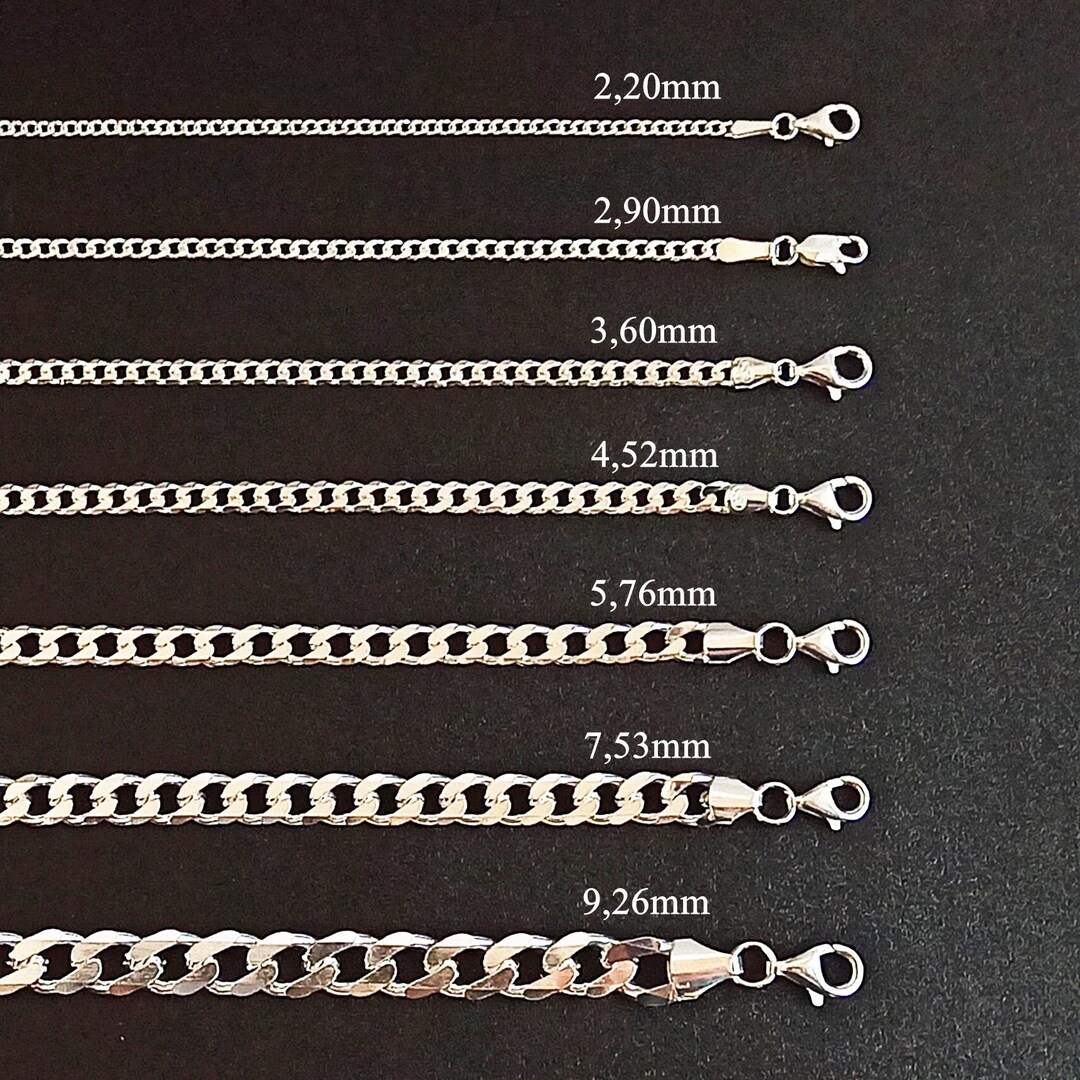 925 Sterling Silver Curb Chain Necklace, Cuban Link Chain, Curb Chain ...