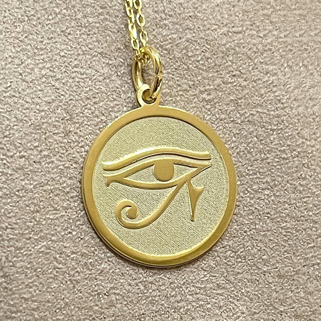 14k Solid Gold Eye of Horus Necklace: Personalized Egyptian Jewelry - Etsy