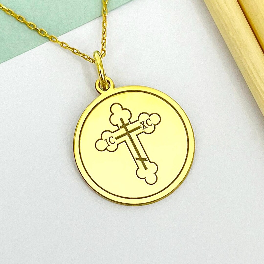 14k Solid Gold Cross Necklace, Personalized Cross Pendant, Crucifix ...