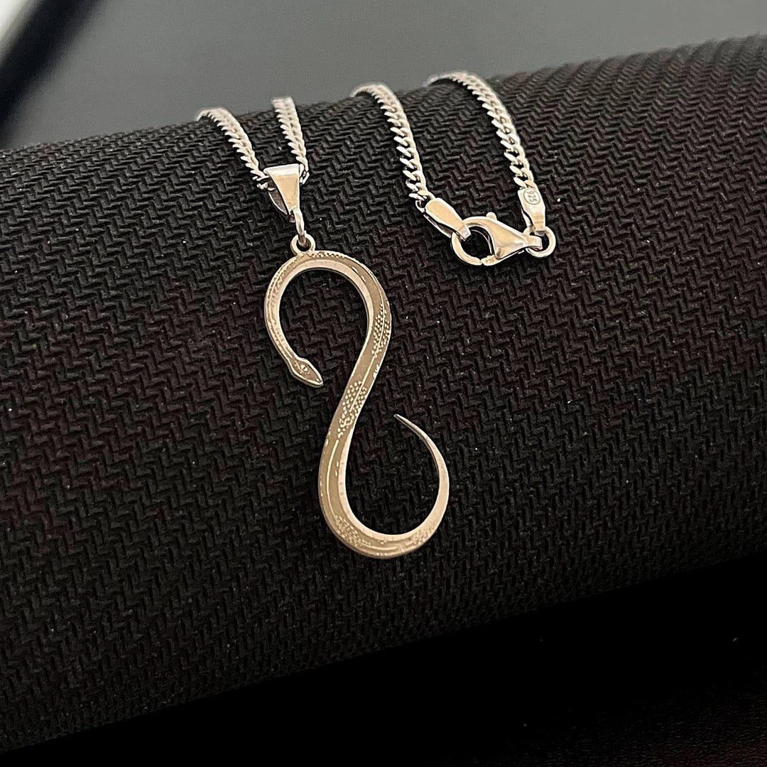 Infinity Snake Necklace 925 Sterling Silver, Eternal Serpent Pendant ...