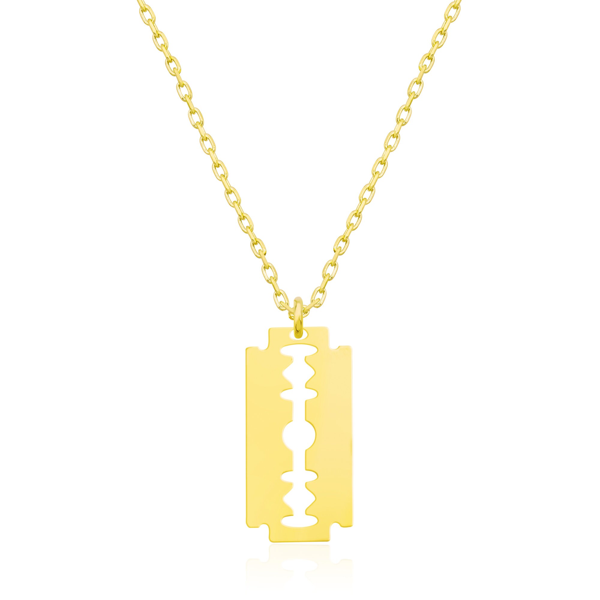 Razor Blade Necklace Gold Razor Blade Pendant Silver Razor - Etsy