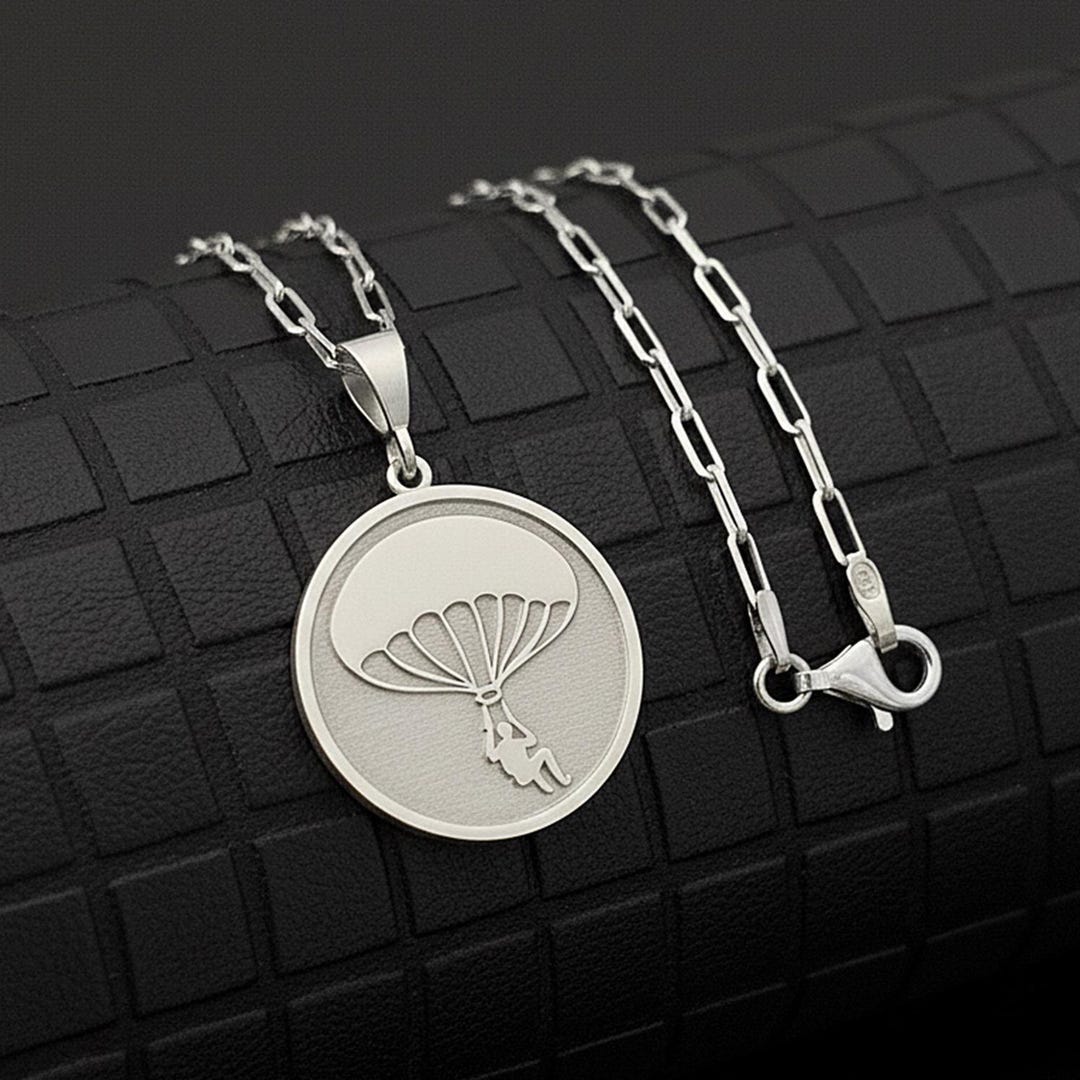 Sterling Silver Skydiver Necklace: Parachute Pendant, Extreme Sports ...