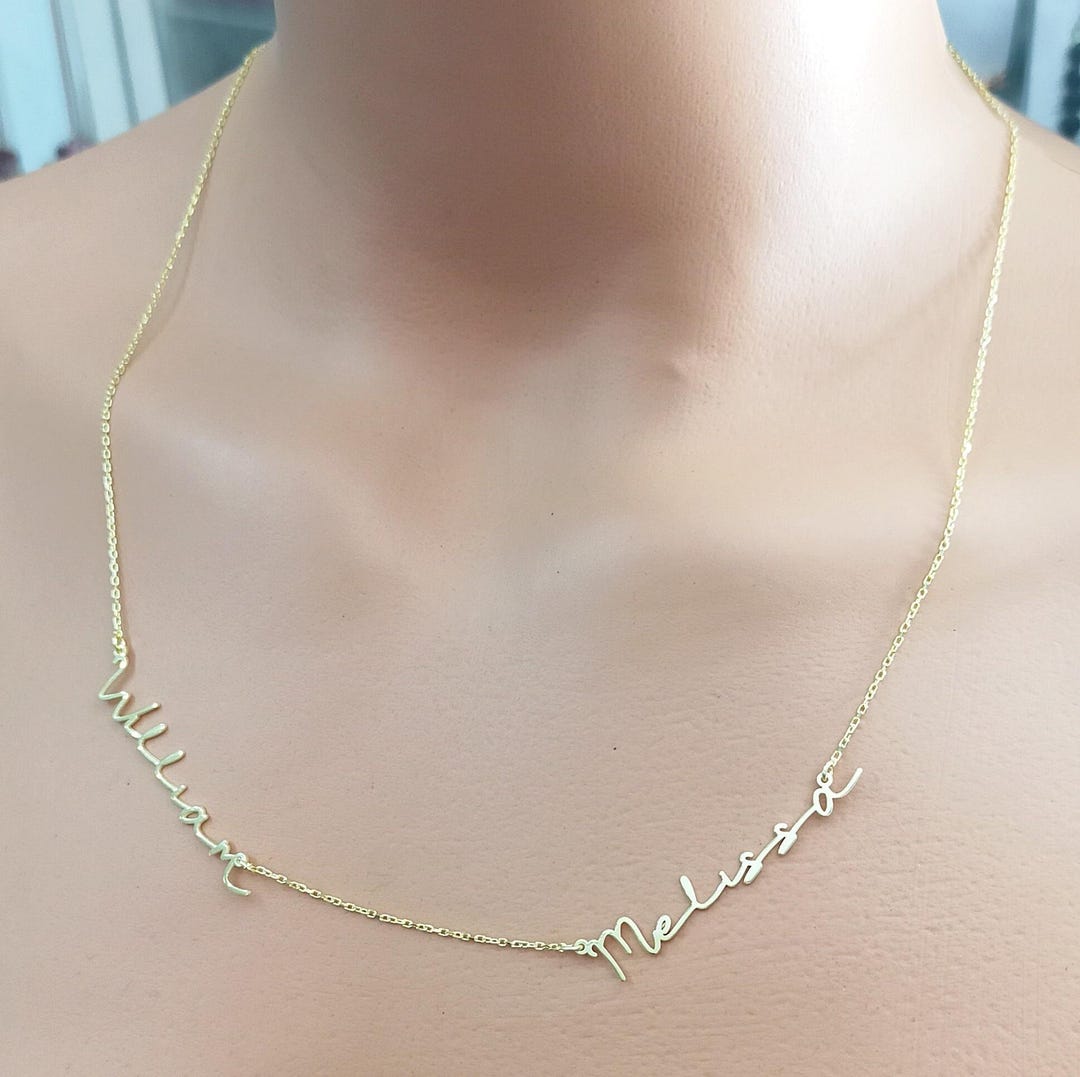 14k Gold Double Name Necklace: Personalized Couple Jewelry - Etsy