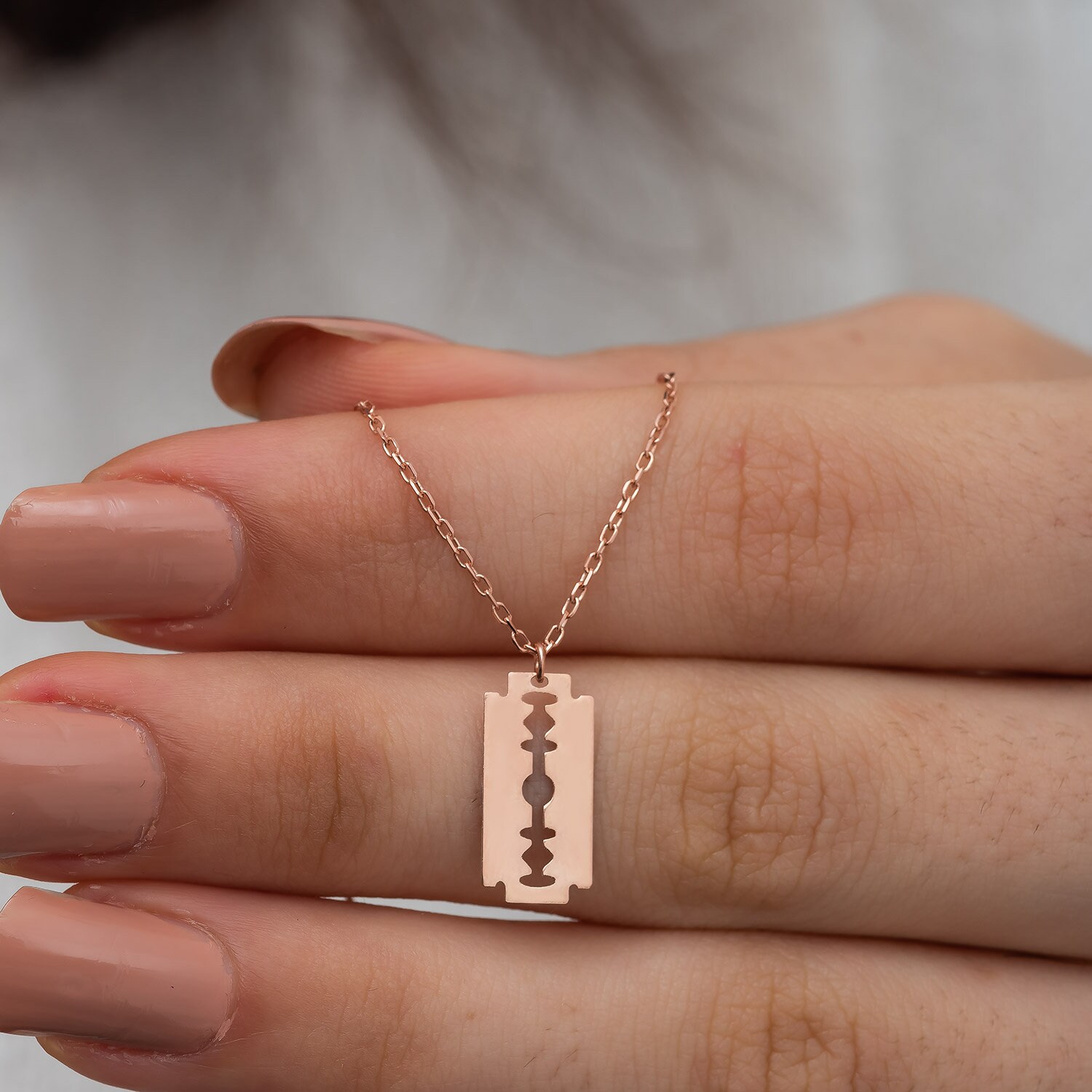 Razor Blade Necklace Gold Razor Blade Pendant Silver Razor - Etsy