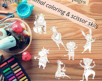 Kids Coloring Sheets Panda Kids Coloring Book- PDF Download- Scissor ...