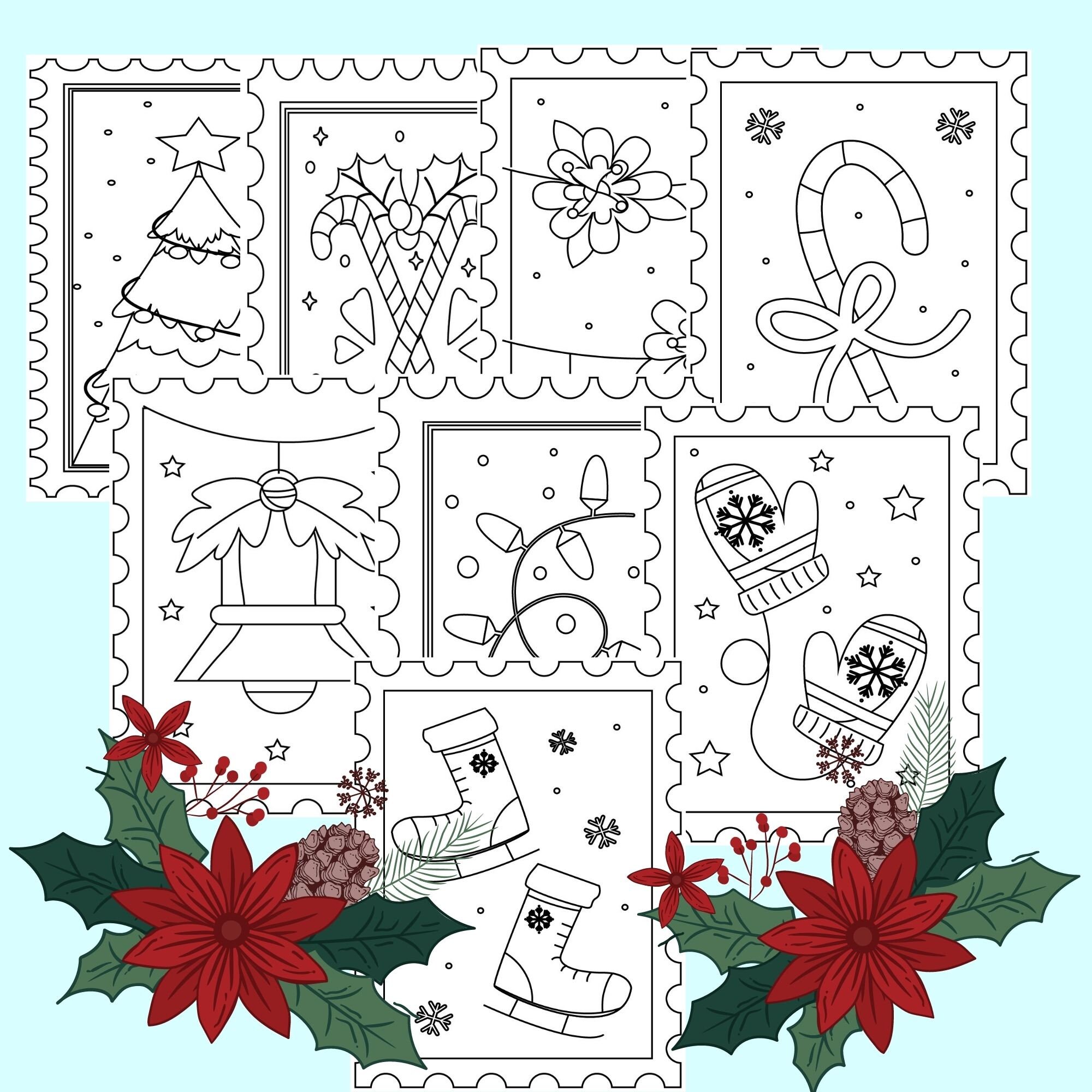 Christmas Coloring Pages Bundle: 20 Joyful Designs for Kids - Etsy
