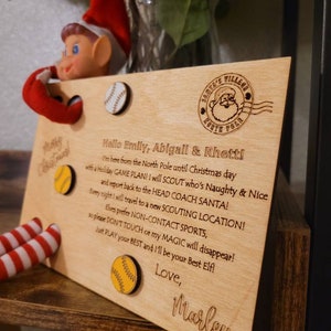 PERSONALIZED ELF CARD + Sports Themed Elf Post Card + Softball Mom ...