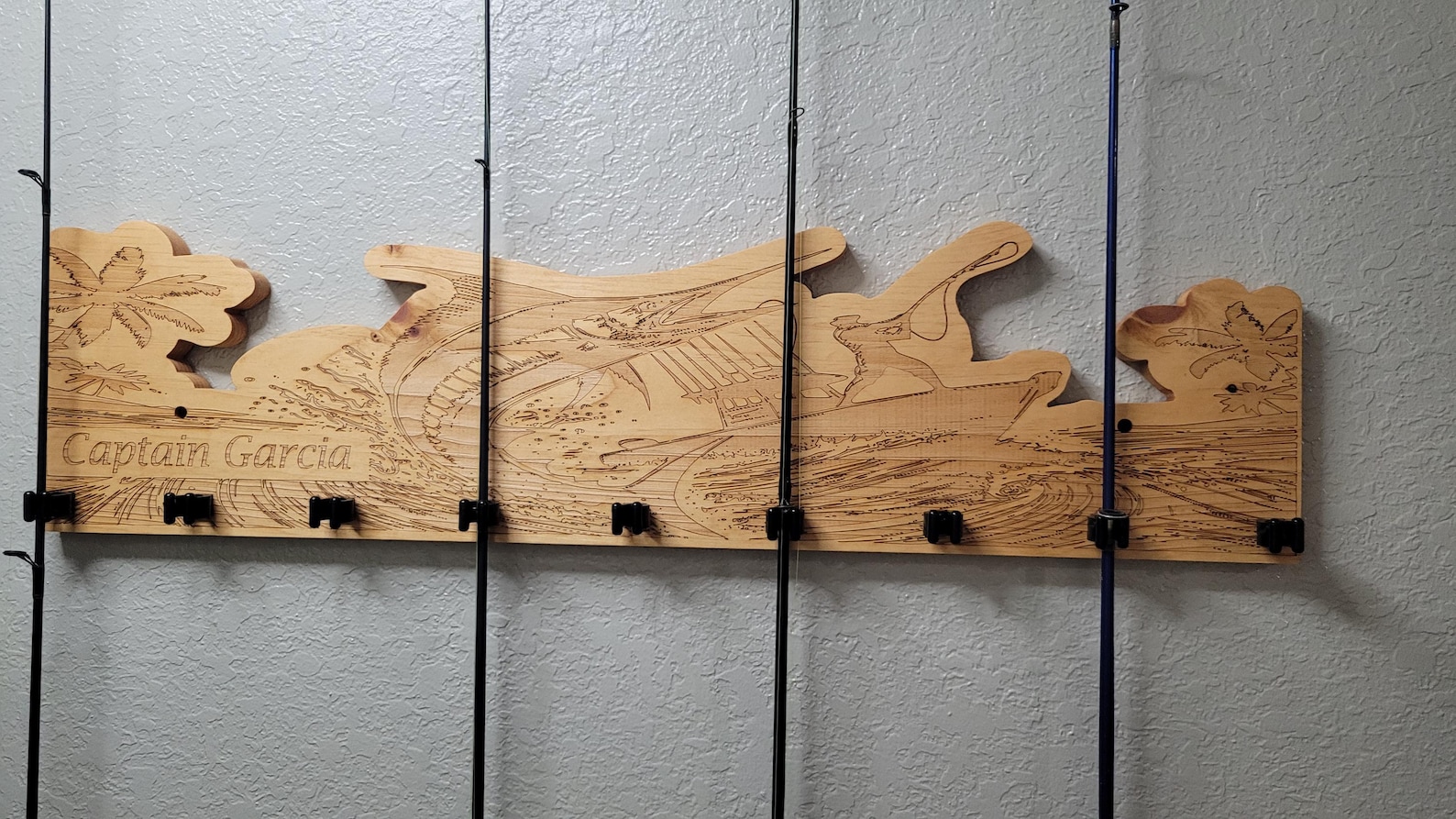 Personalized Fishing Rod Rack, Laser Engraved Wood, Holds 9 - Etsy