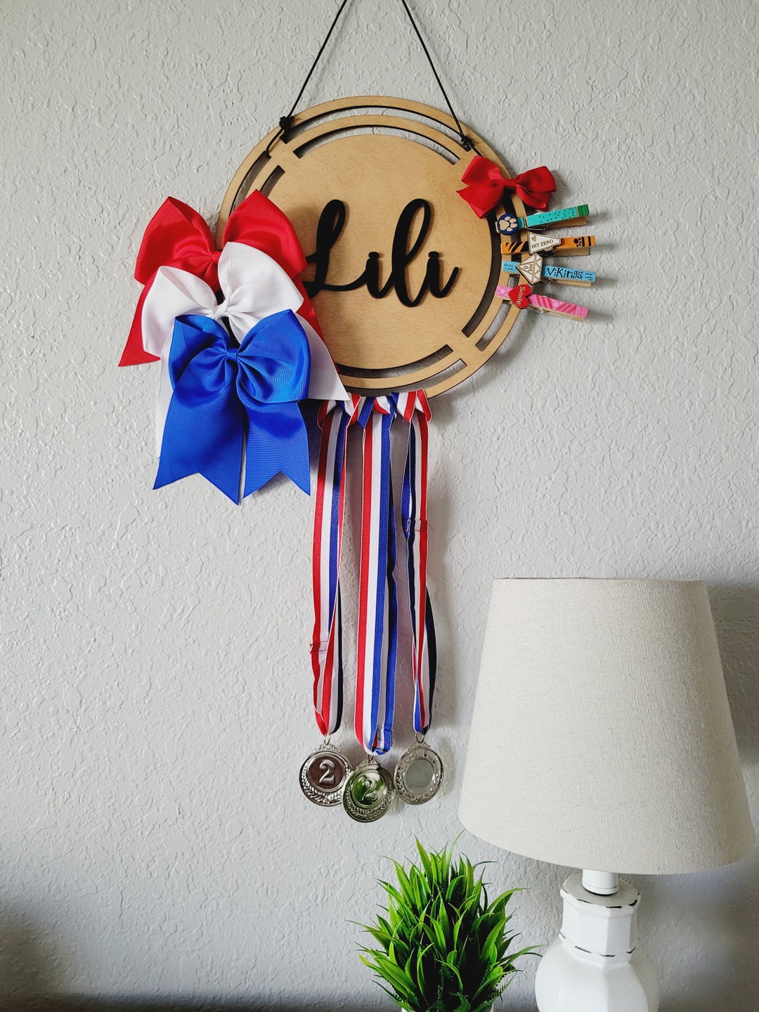 BOW ORGANIZER PERSONALIZED Cheer Display Cheerleading Competition Pin ...