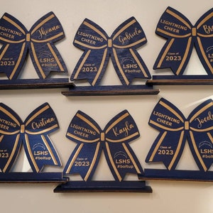 CHEERLEADER BOW PLAQUE Cheerleader Award Cheer Coach Gift Senior Gift ...