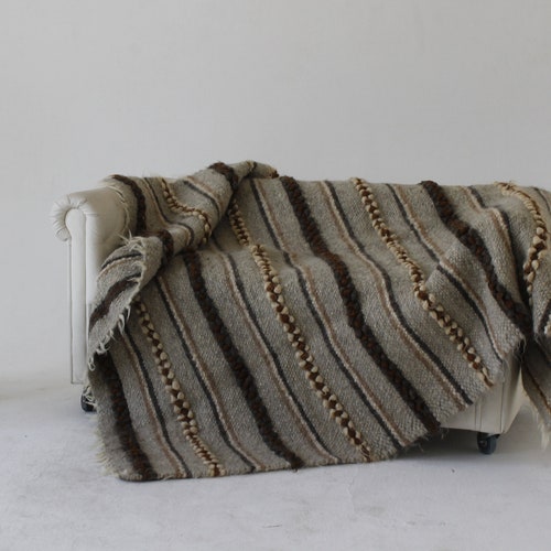 Rustic Wool Throw Striped Blanket Queen/full Size Warm Sofa - Etsy