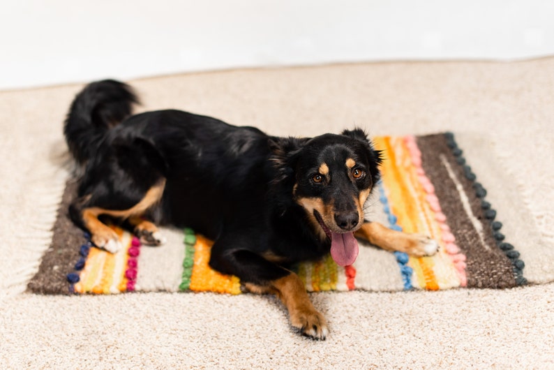 100% Wool Yellow Rug Rag Bedroom Stylish Boho Throw Rug | Etsy