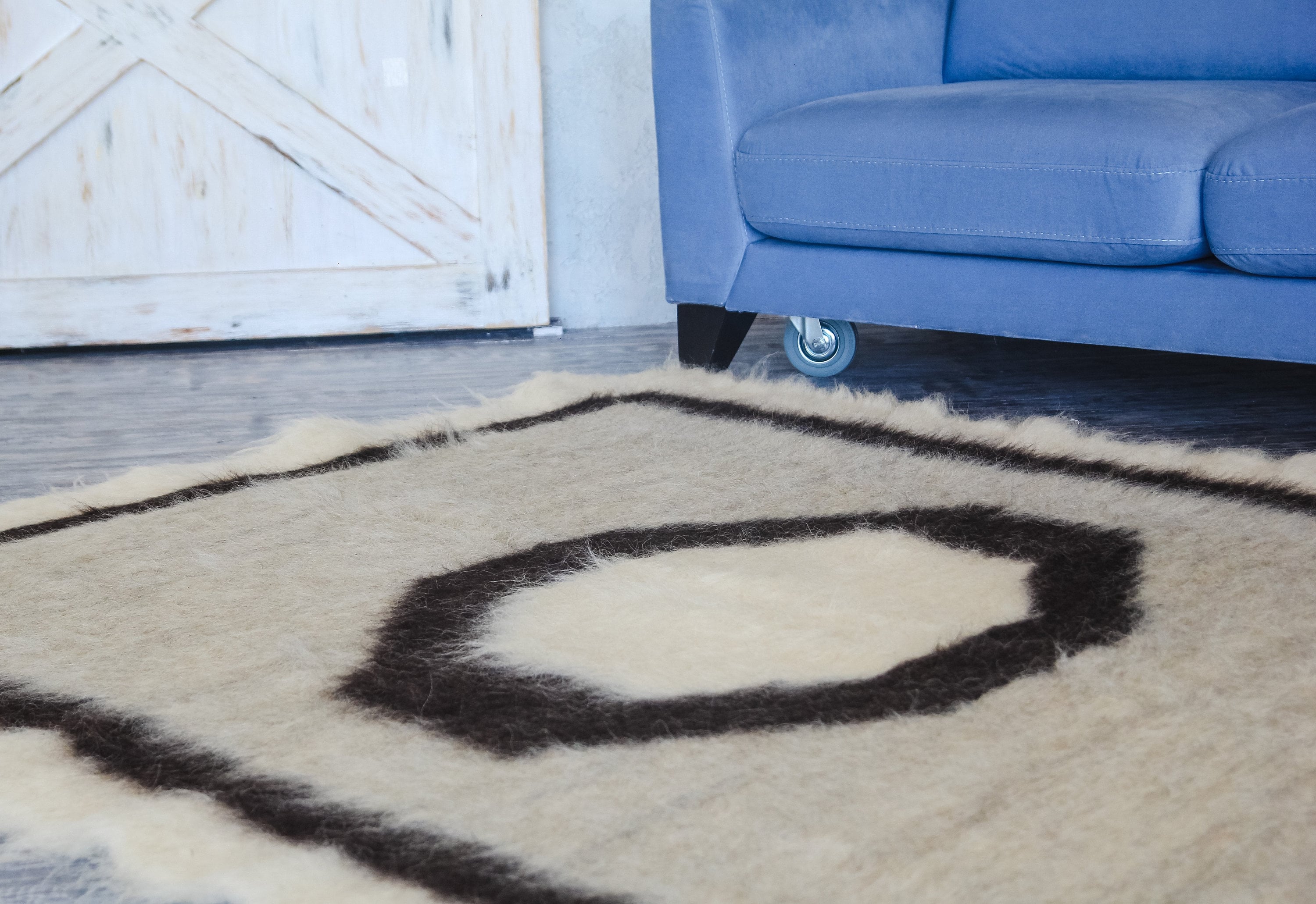 Black White Wool Rug Geometric Woven Area Rug Carpet Grey | Etsy