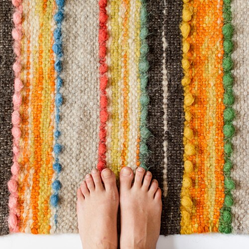 100% Wool Yellow Rug Rag Bedroom Stylish Boho Throw Rug - Etsy