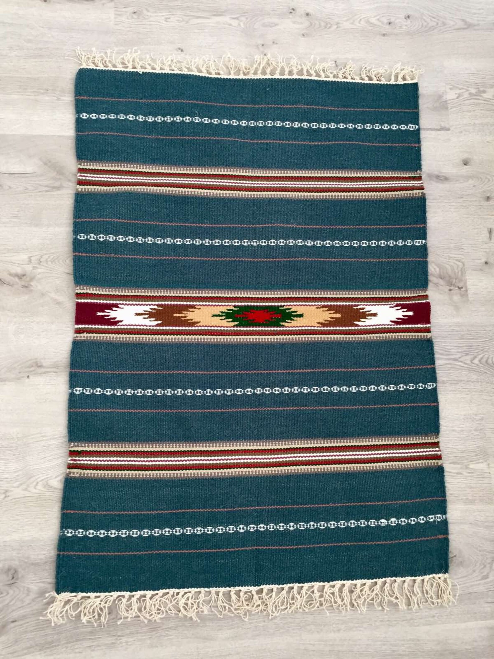 100% wool blue Scandinavian rugs Cotton kitchen rug runner | Etsy