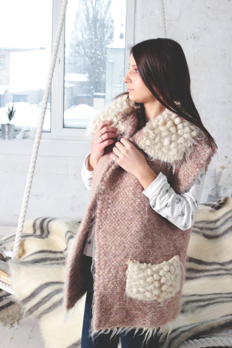 Felted 100% Sheep Wool Warm Vest Organic Handwoven Coat - Etsy