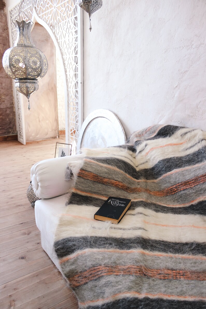 Bedroom Rug Striped Indoor Area Rug Scandi Carpet Wool Floor | Etsy