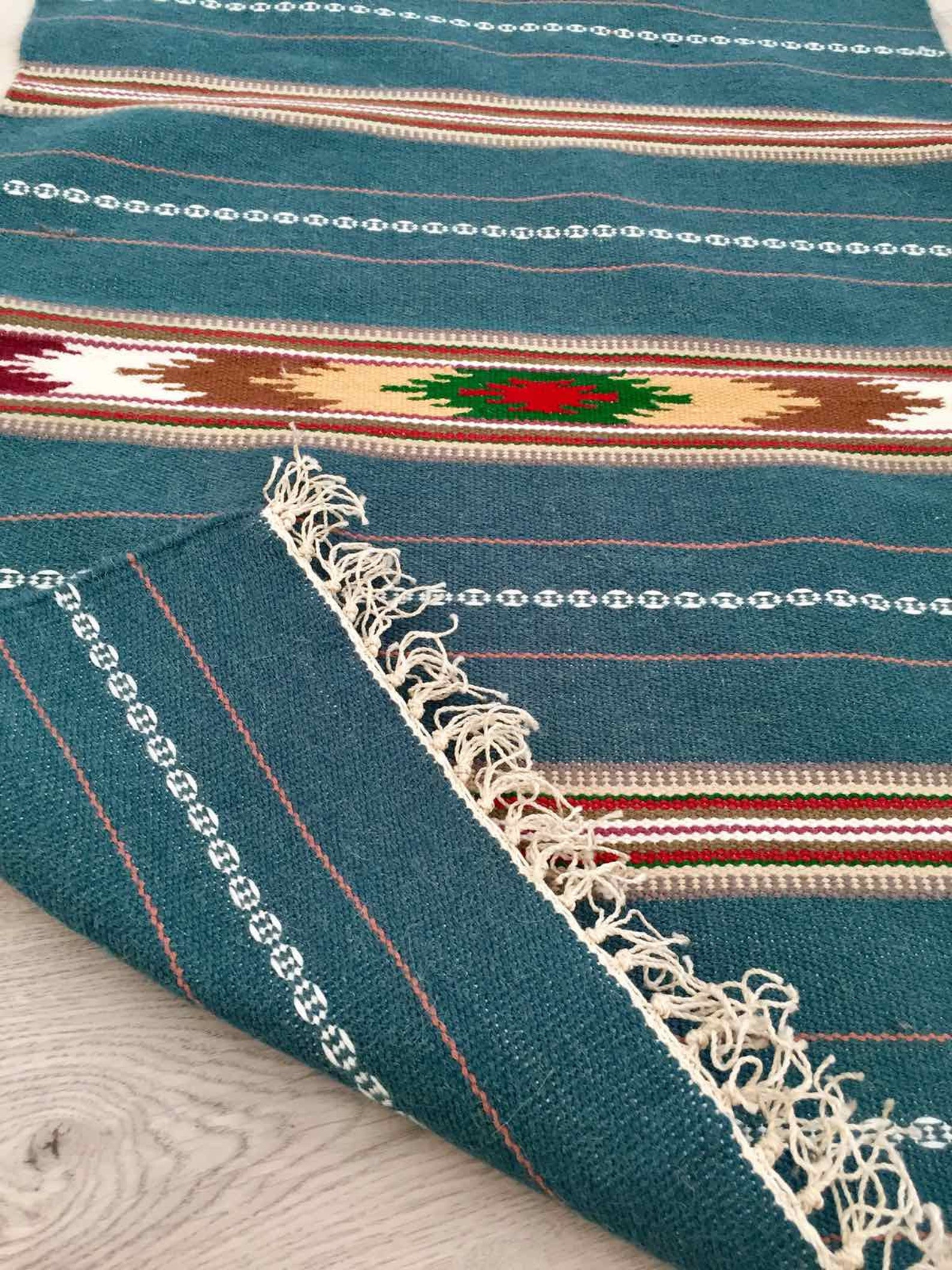 100% Wool Blue Scandinavian Rugs Cotton Kitchen Rug Runner - Etsy