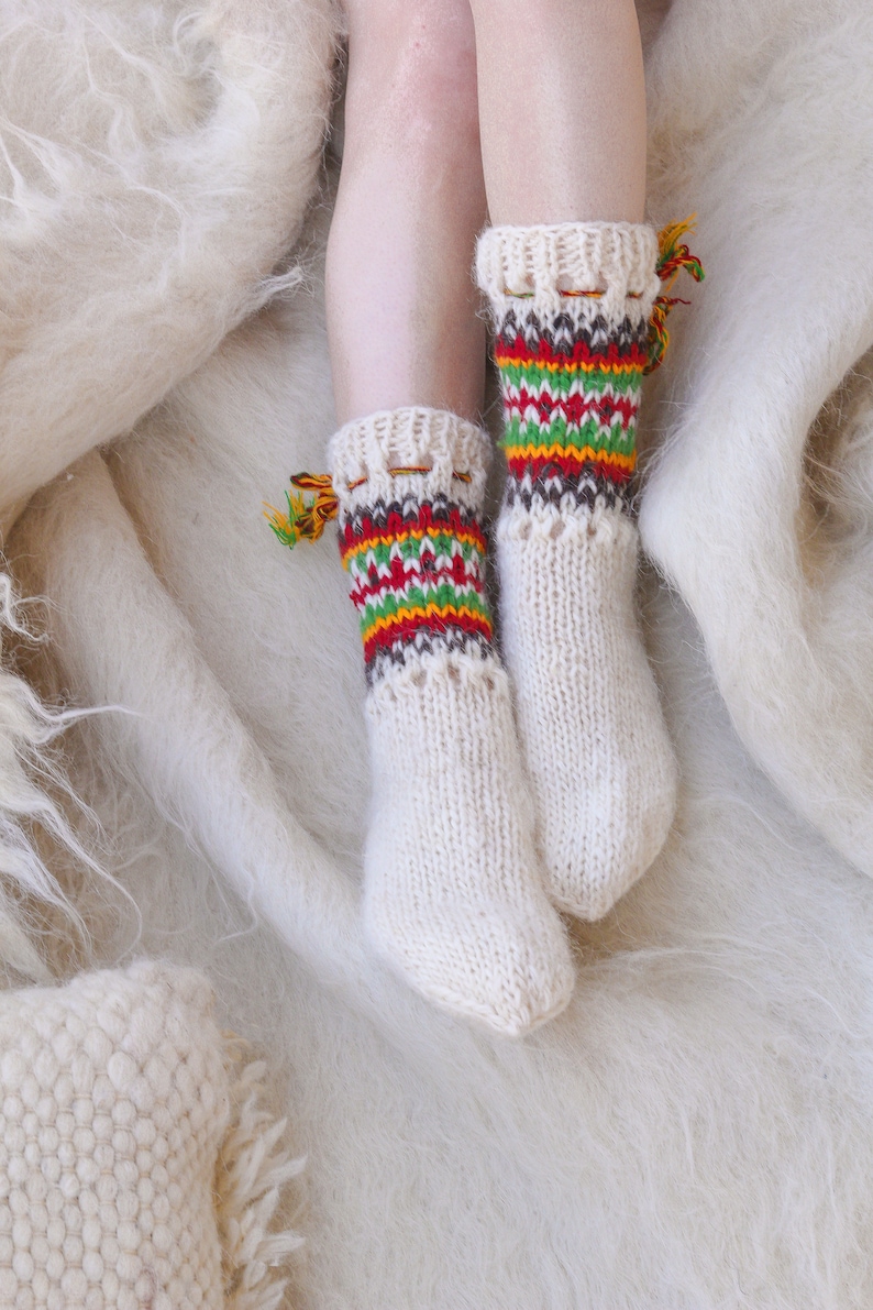 Hand Knitted Pure Sheep Wool Socks for Women Knit Winter - Etsy