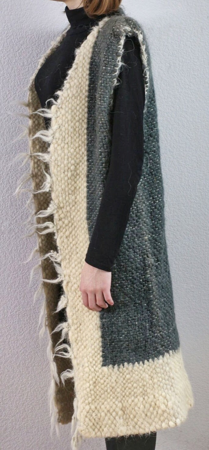 Ethnic Gray Wool Coat Eco Friendly Winter Hooded Coat Buttoned Woven ...