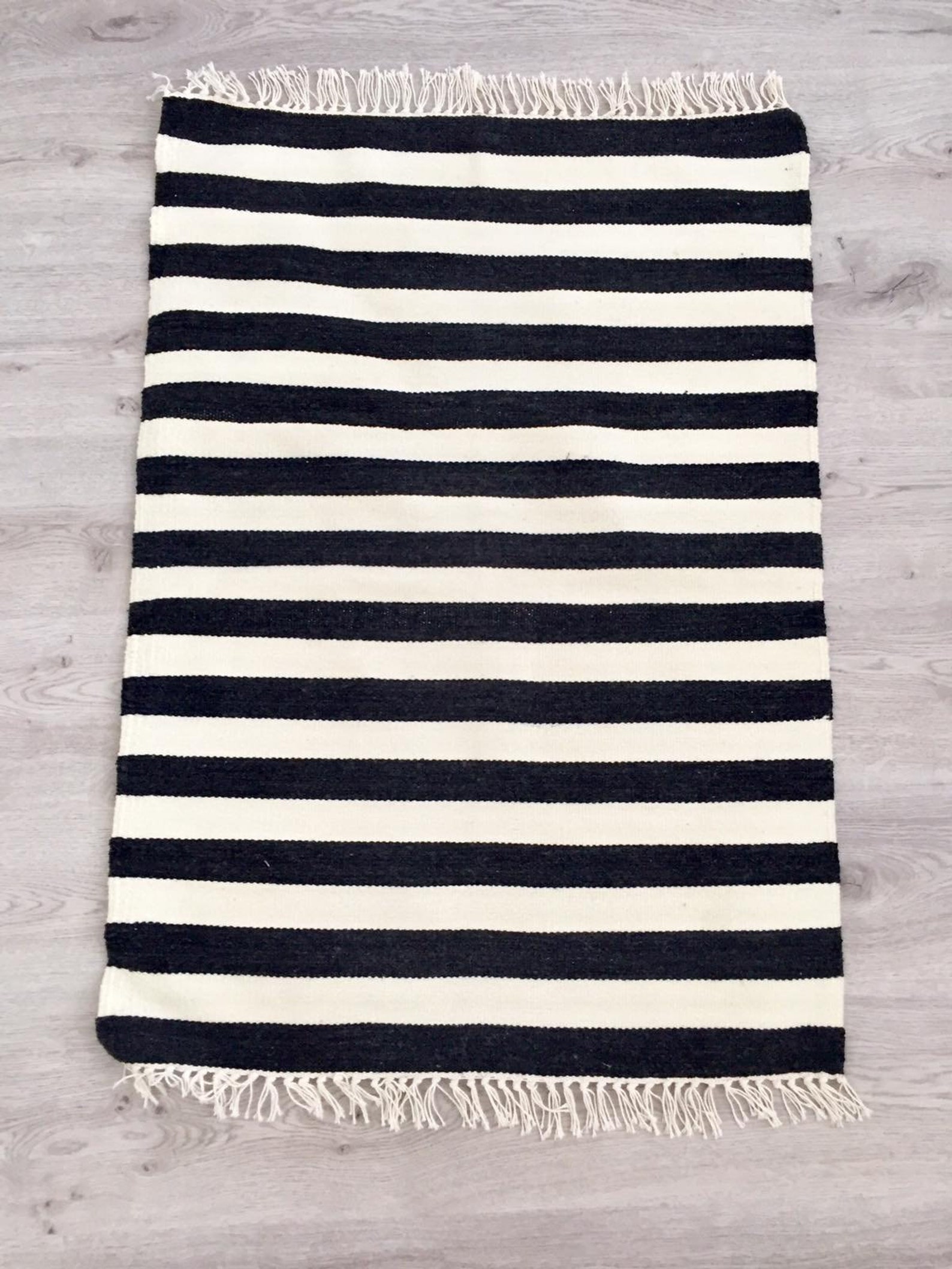 100% Wool Black and White Scandinavian Rugs Kitchen Rug Runner - Etsy