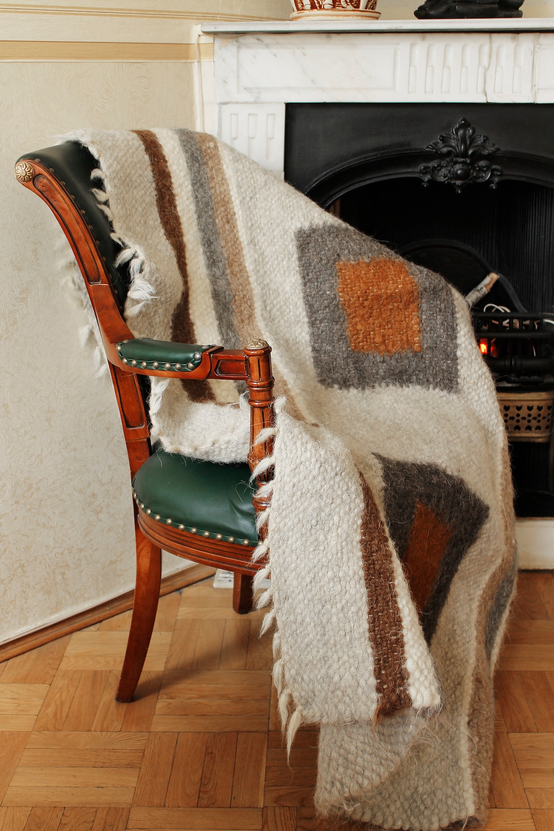 Warm Wool Throw Blanket Plaid Indoor Outdoor Brown Blanket for - Etsy