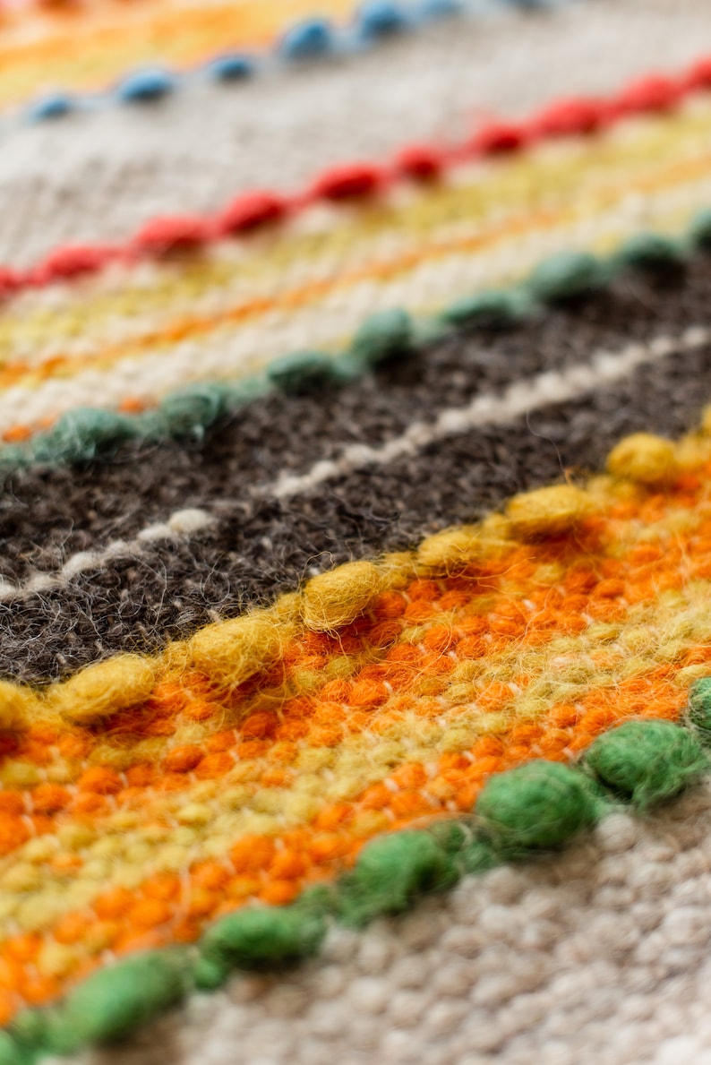 100% Wool Yellow Rug Rag Bedroom Stylish Boho Throw Rug | Etsy