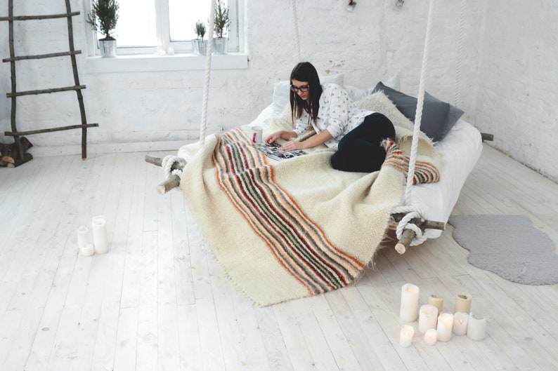 Bedroom floor rug Striped Area rug Carpet wool Floor rugs | Etsy