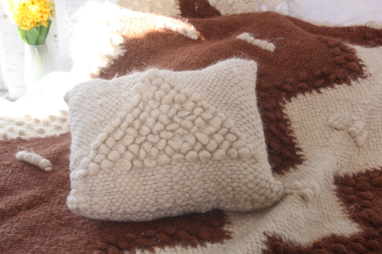 Brown Wool Throw Blanket Queen Size Warm Bed Sofa Coverlet Decorative ...
