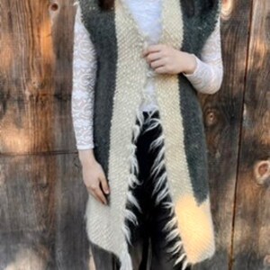 Ethnic Gray Wool Coat Eco Friendly Winter Hooded Coat Buttoned Woven ...