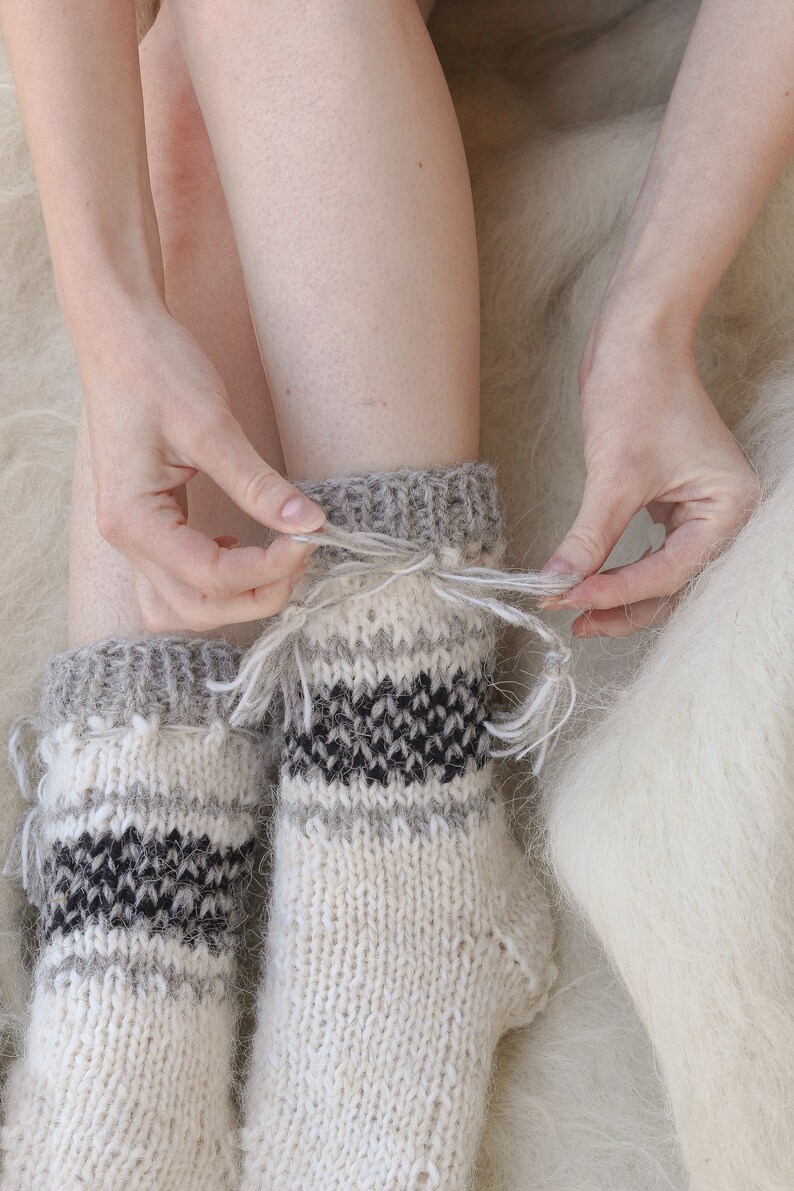 Hand Knitted Pure Sheep Wool Socks for Women Knit Winter - Etsy