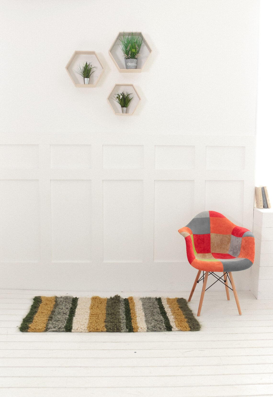 Green & Yellow Wool Rug Handwoven Floor Rug Natural Sheep Wool - Etsy