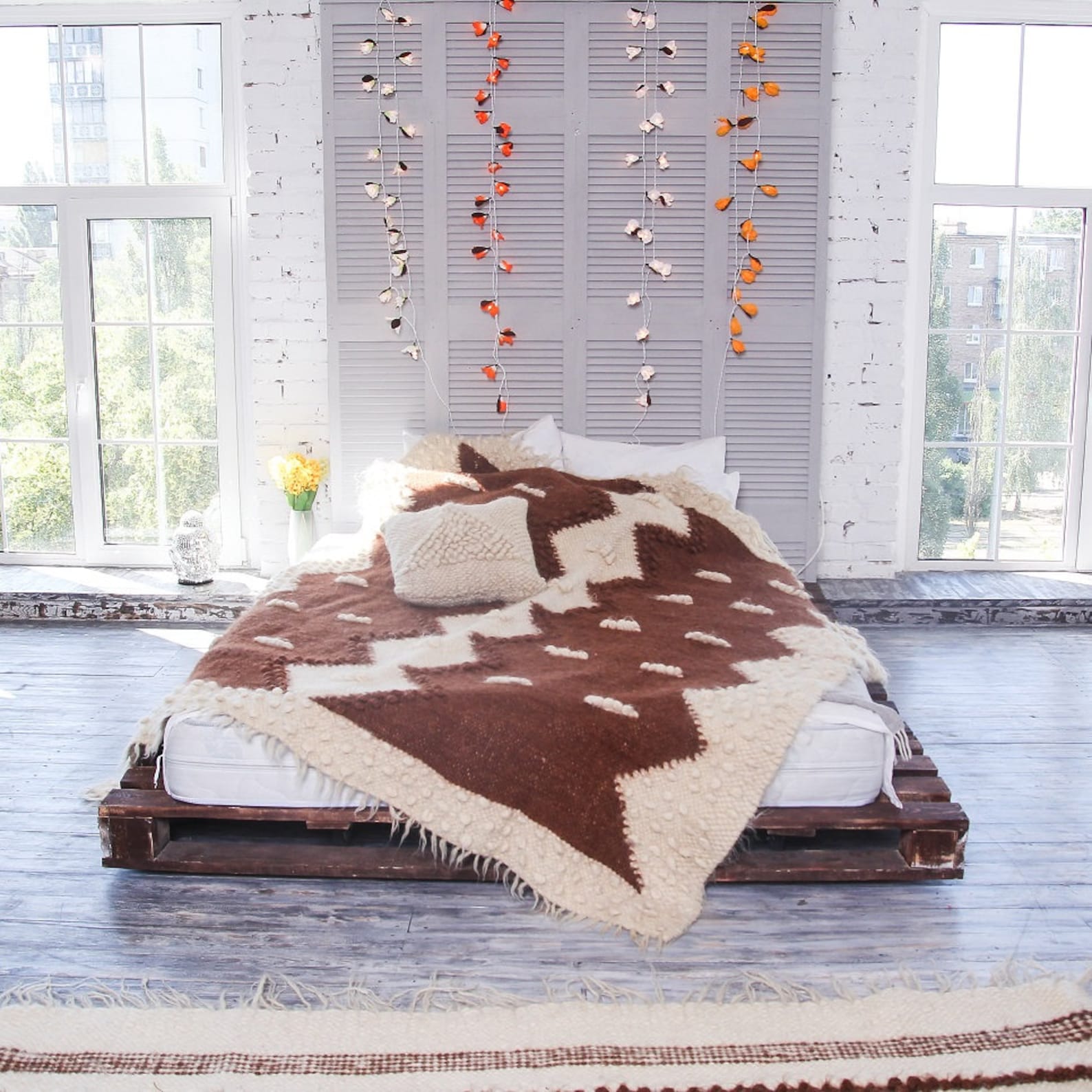 Brown Wool Throw Blanket Queen Size Warm Bed Sofa Coverlet Decorative ...