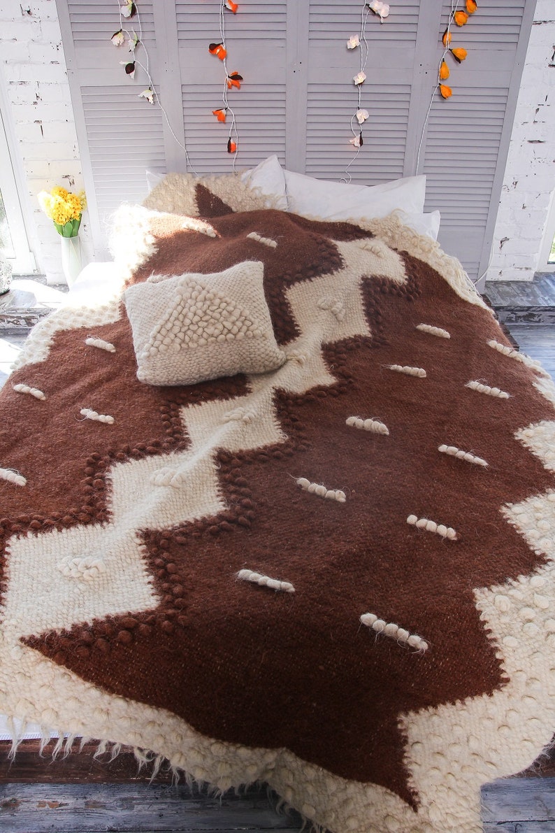 Brown Wool Throw Blanket Queen Size Warm Bed Sofa Coverlet Decorative ...