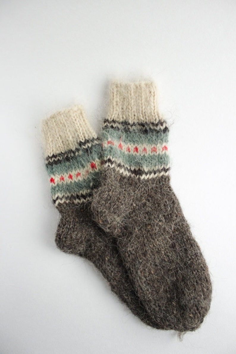 Hand Knitted Unisex Socks Swollen Gray Wool Socks With - Etsy