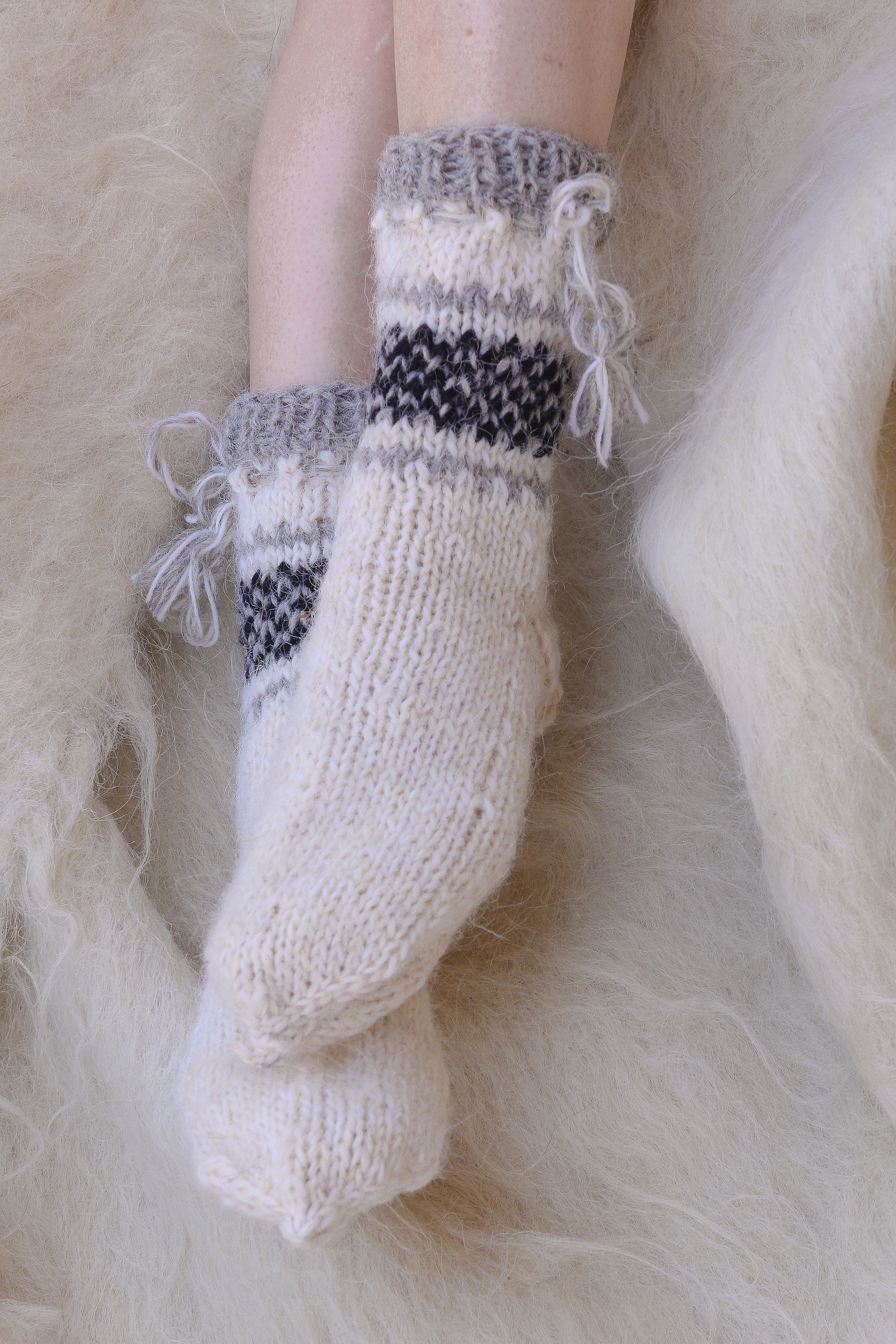Hand Knitted Pure Sheep Wool Socks for Women Knit Winter - Etsy