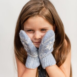 Blue Ragg Wool Mits Toddler Kids Norwegian Hand Knitted Wool - Etsy