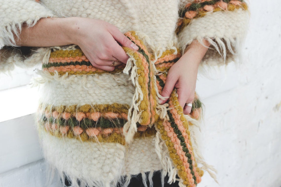 Felted 100% Sheep Wool Warm Vest Organic Handwoven Coat Handmade Jacket ...