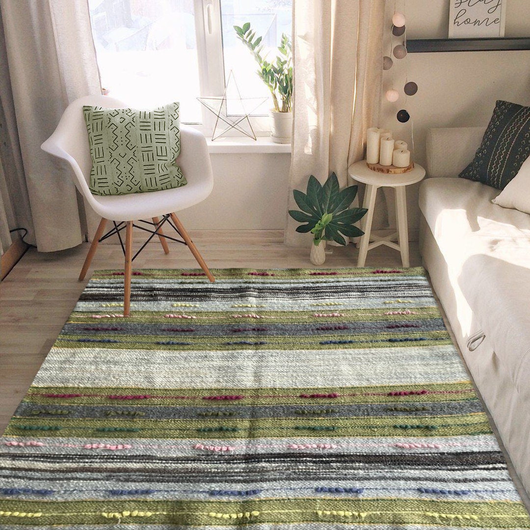 Scandinavian Handmade Rug Weighted Rugs for Living Room Mid Century ...