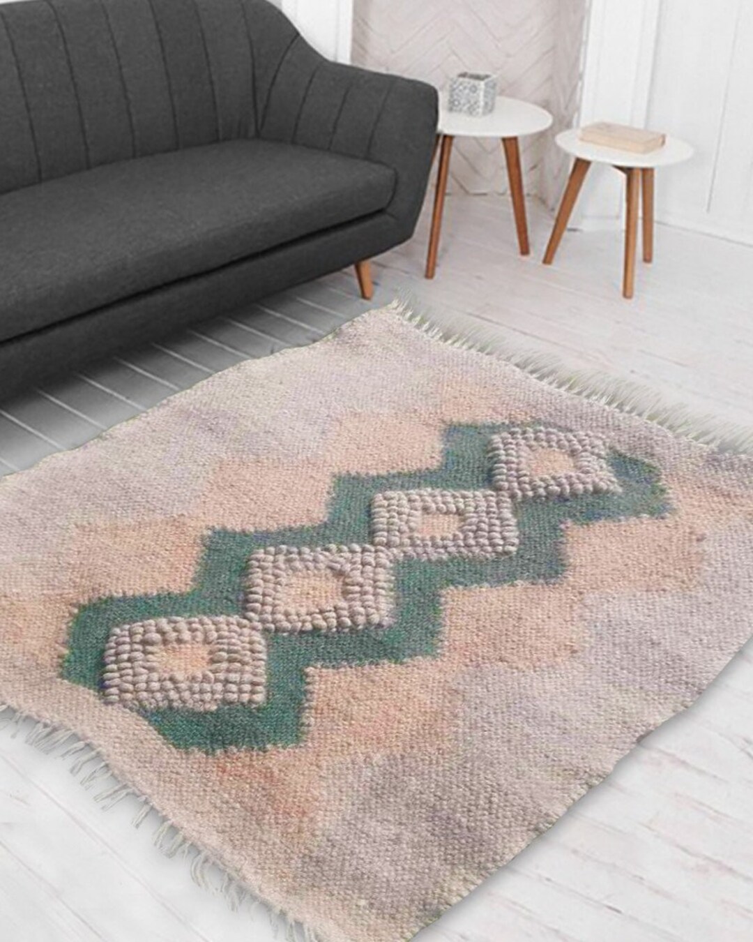 Swedish Green Wool Living Room Modern Rug, Scandinavian Rug Runner ...