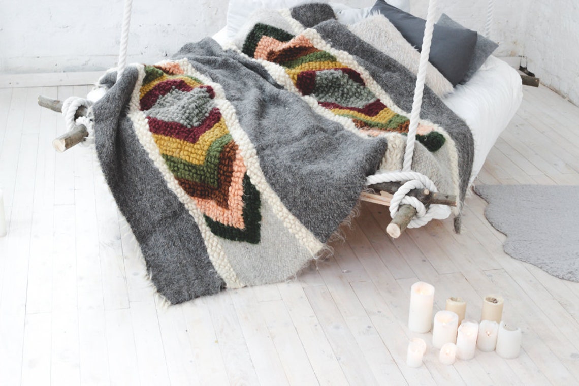 Wool Area Rug Rainbow Rug Floor Rugs Bedroom Rug Soft Rug Home | Etsy