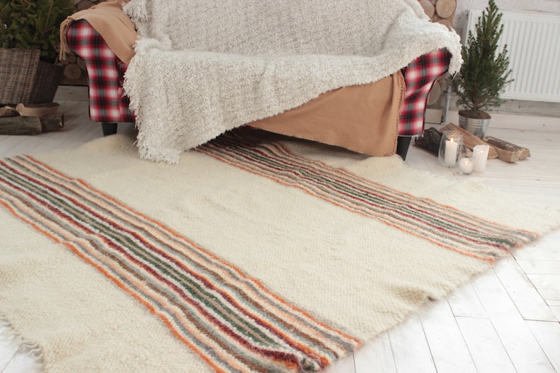 Bedroom Floor Rug Striped Area Rug Carpet Wool Floor Rugs - Etsy