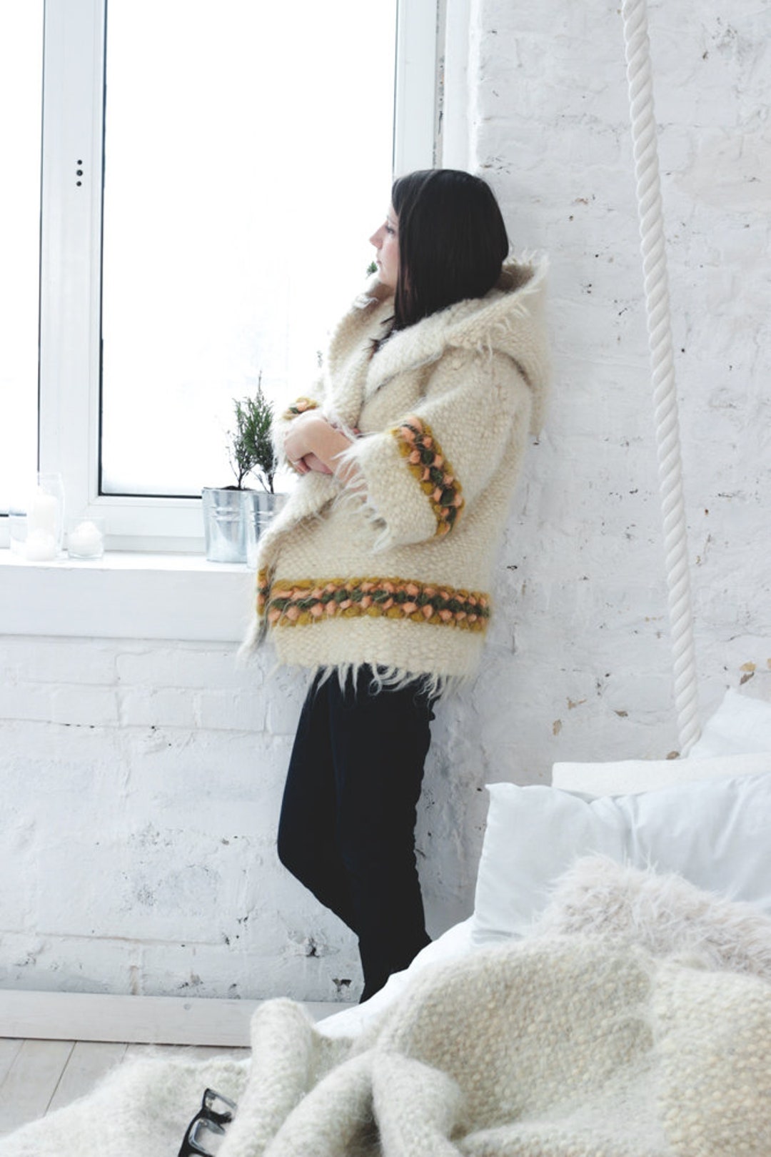 Felted 100% Sheep Wool Warm Vest Organic Handwoven Coat Handmade Jacket ...