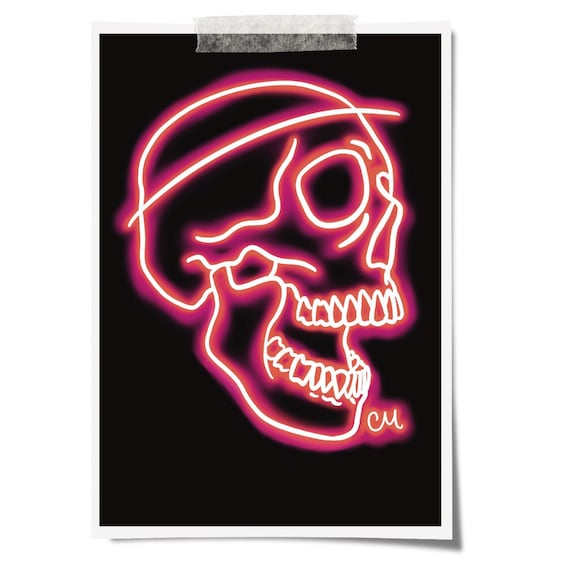 Pink Skull Drawing