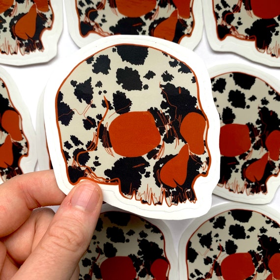 Clear Vinyl Cow Print Skull Sticker 8x8cm - Etsy