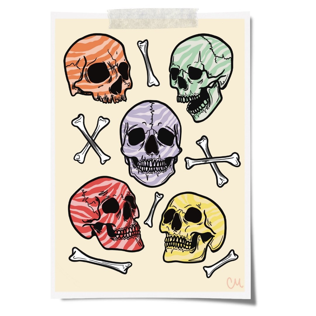 American Traditional Skull Tattoo Flash